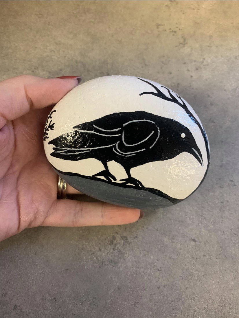 Hand Painted Raven Rock - Etsy