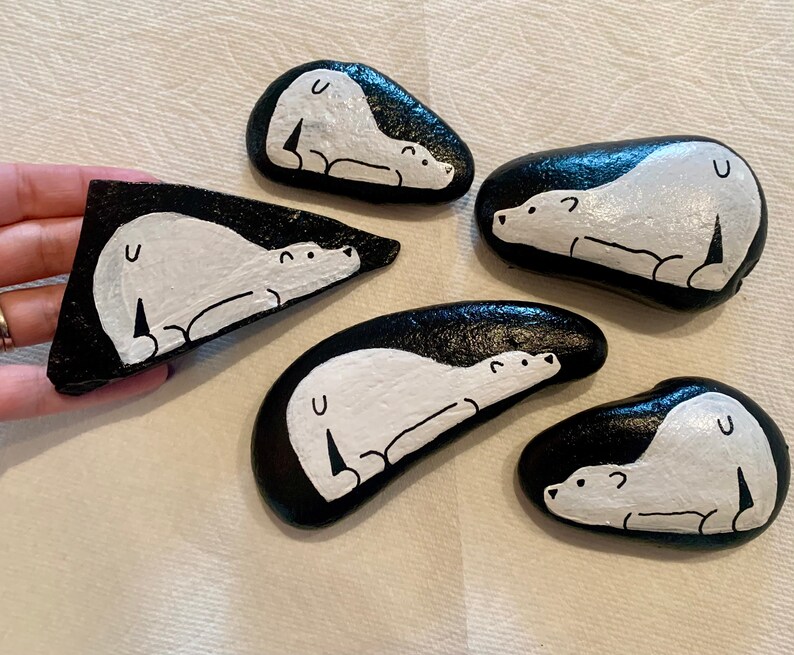 Hand Painted Rocks Alaska Rocks Polar Bear Rock Animal - Etsy