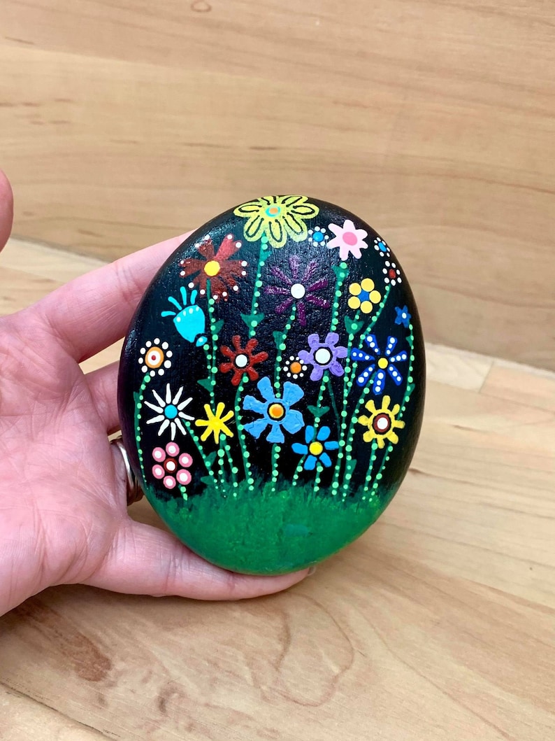 Painted Rocks Floral Rocks Flower Rocks Hand-made Rocks | Etsy