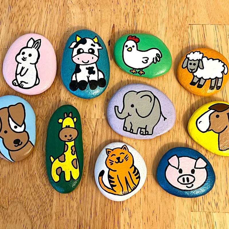 Cartoon Painted Rocks - Etsy