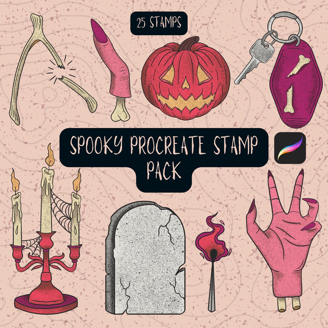 Spooky Procreate Stamp Pack, Procreate Tattoo Brushes, Spooky Tattoo ...