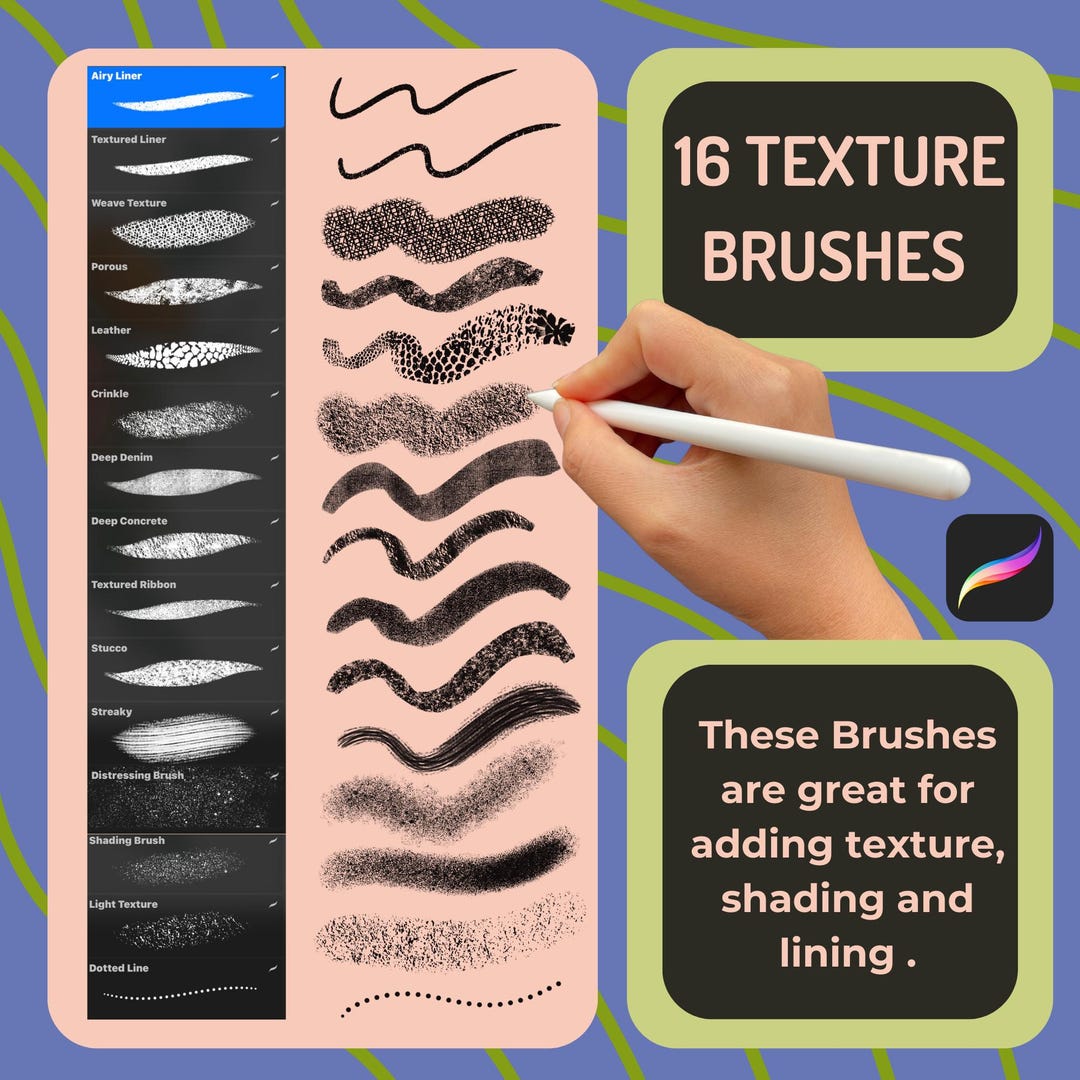 Procreate Texture Brush Set: 15 Unique Shading & Detailing Brushes ...
