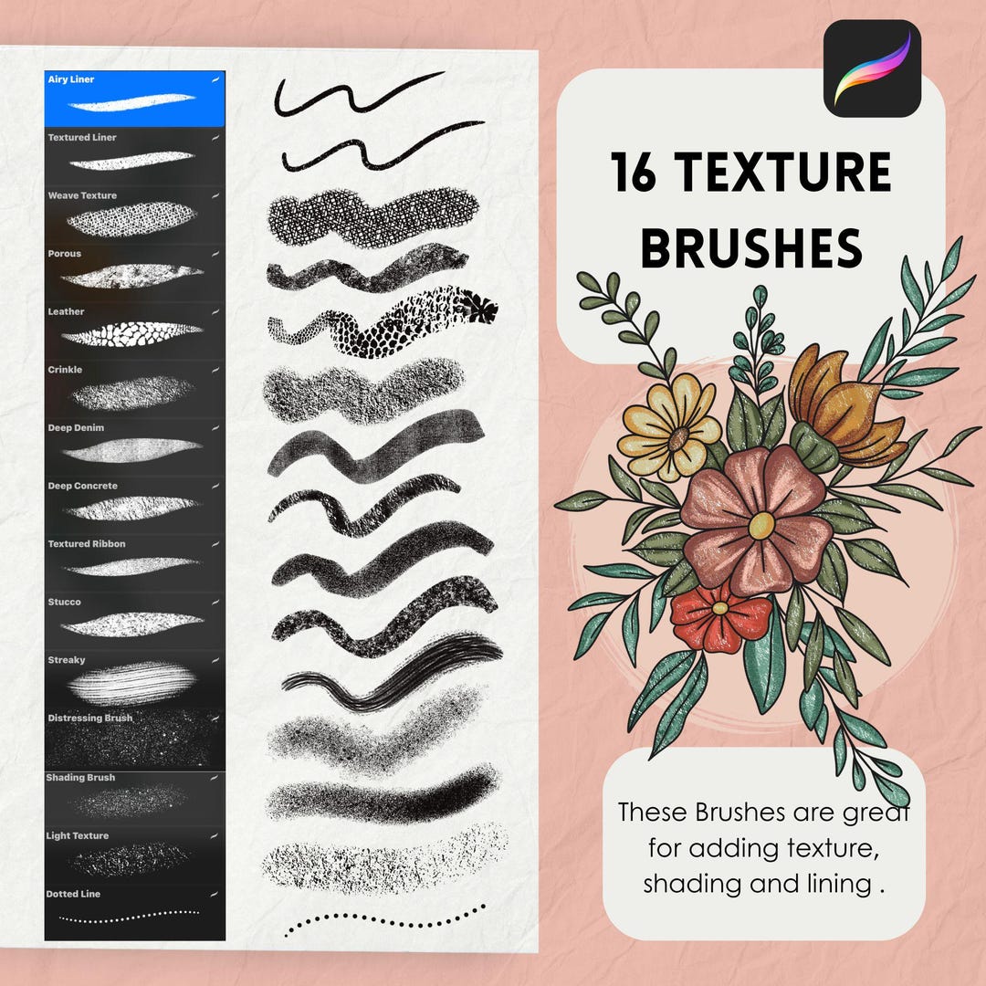 Procreate Texture Brushes, Procreate Brush Set, Texture Brush Pack ...