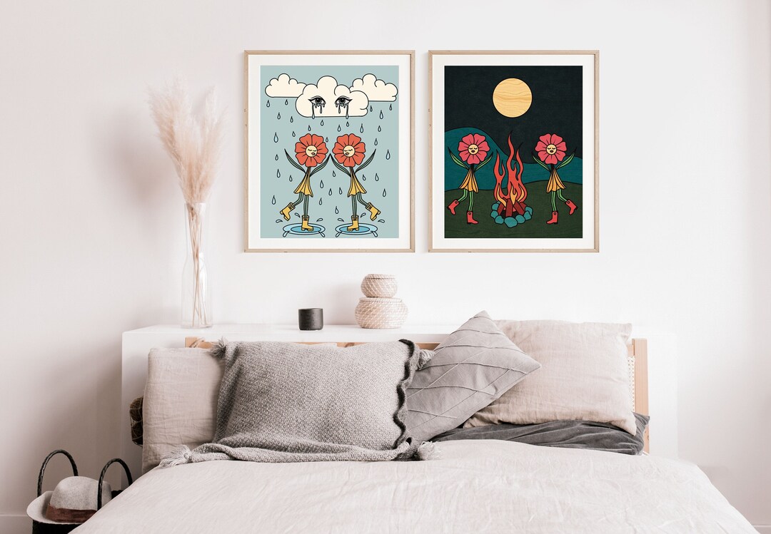 70s Art Print, Retro Wall Art Set of 2, 70s Decor, Groovy Wall Art, 70s ...