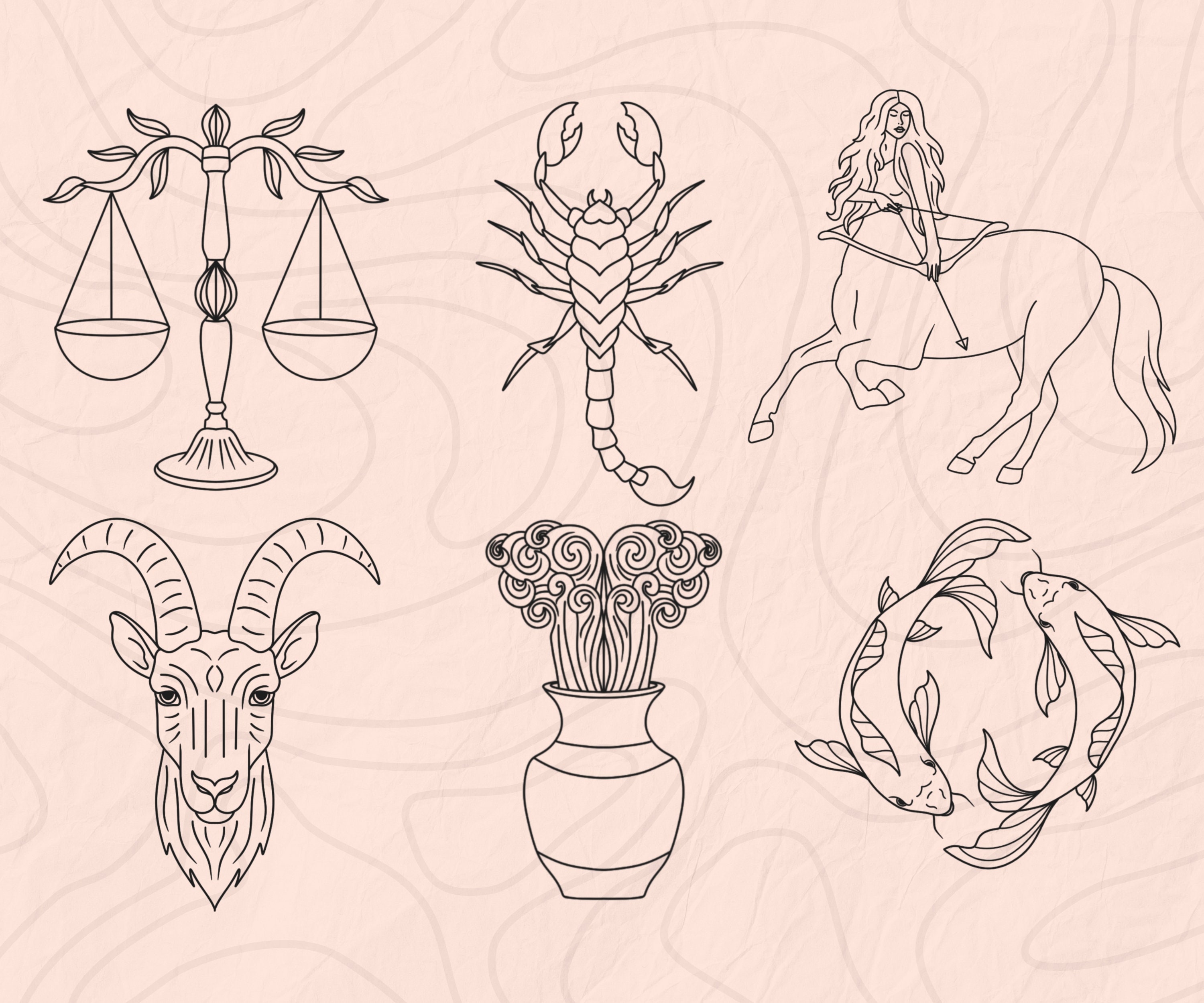 Zodiac Procreate Stamps, Astrology Procreate Stamps, Tattoo Procreate ...