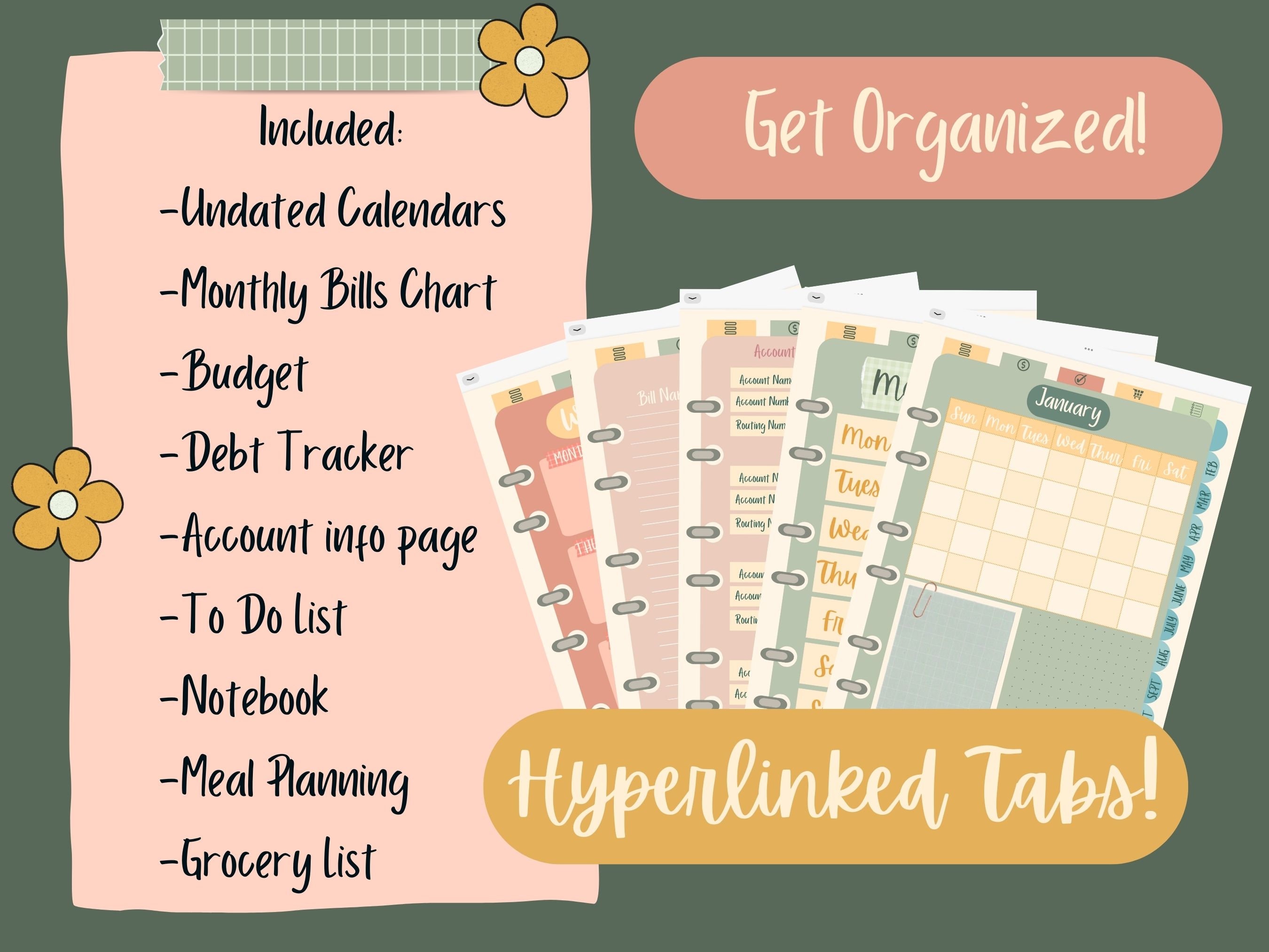 Digital Planner for Goodnotes Monthly Calendar, Weekly Planner, Budget ...