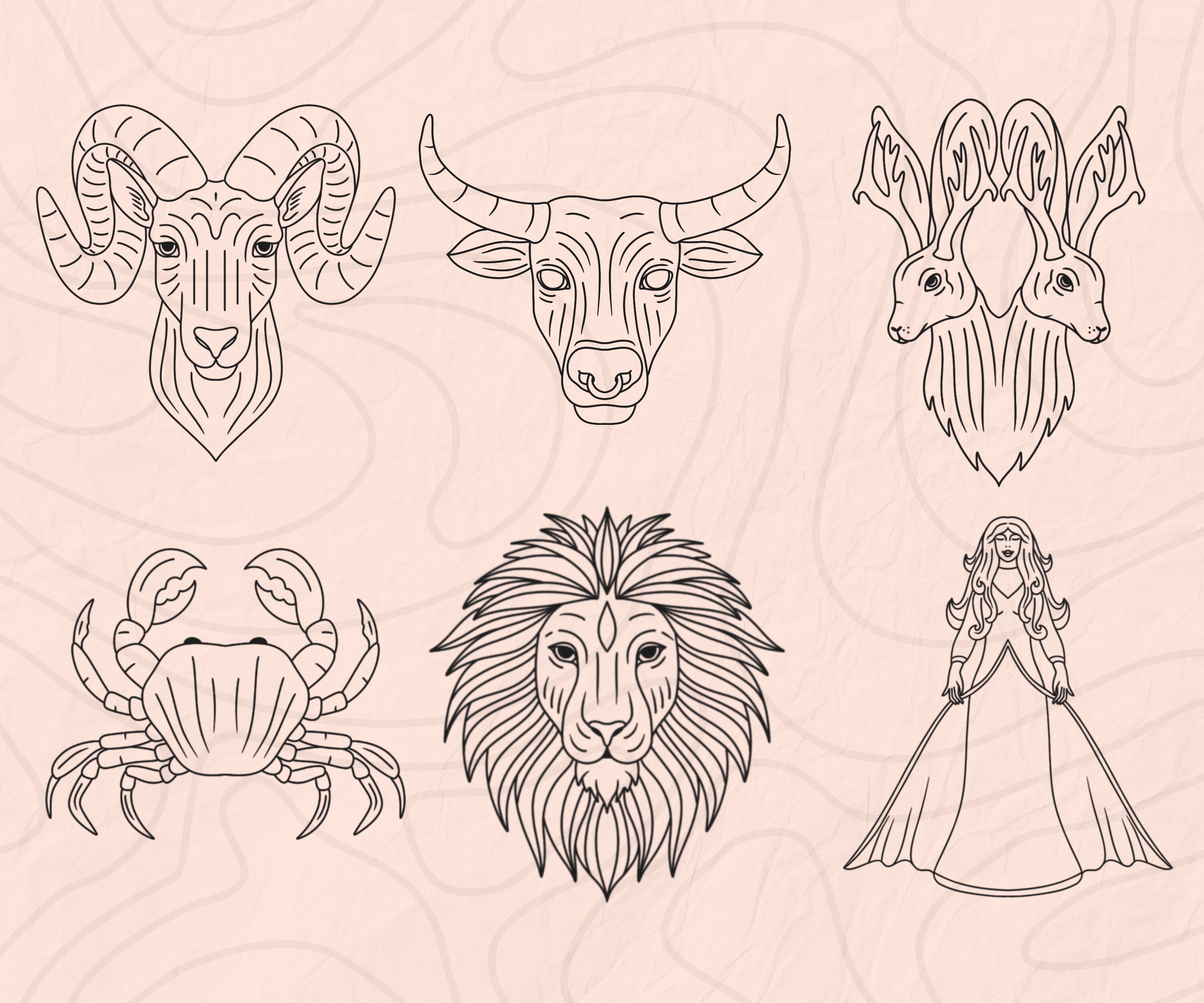 Zodiac Procreate Stamps, Astrology Procreate Stamps, Tattoo Procreate ...