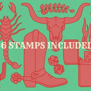 Western Procreate Stamps, Cowboy Procreate Bundle, Tattoo Procreate ...