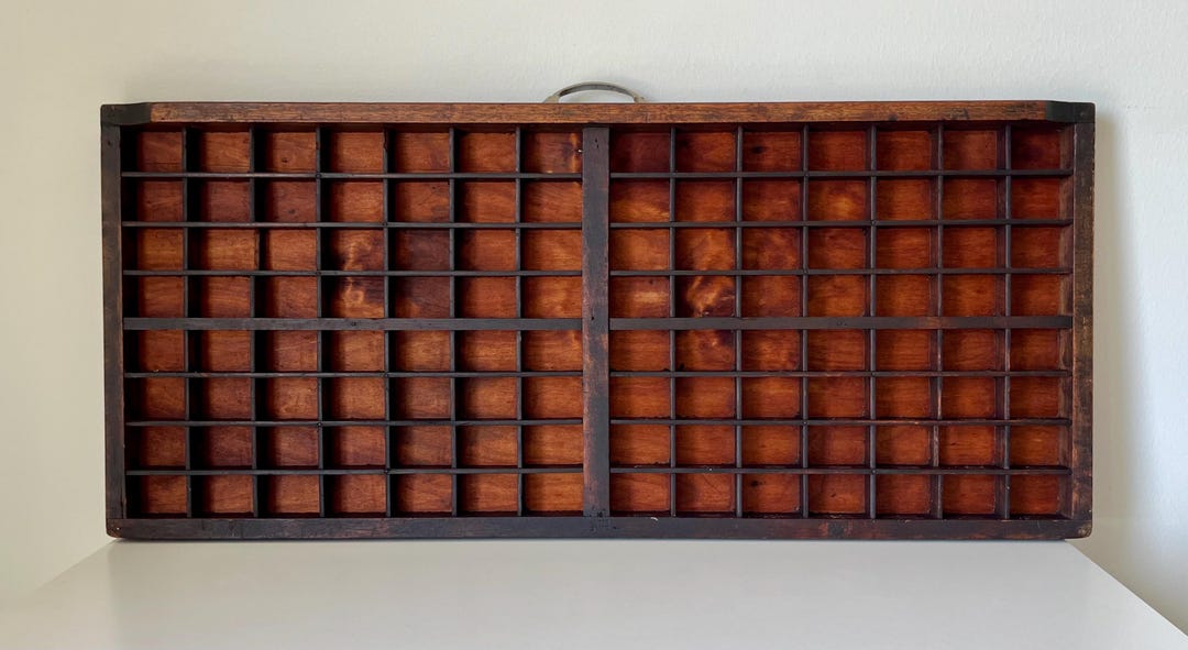 Vintage Letterpress Wooden Printers Tray Curios Display 98 Squares ...