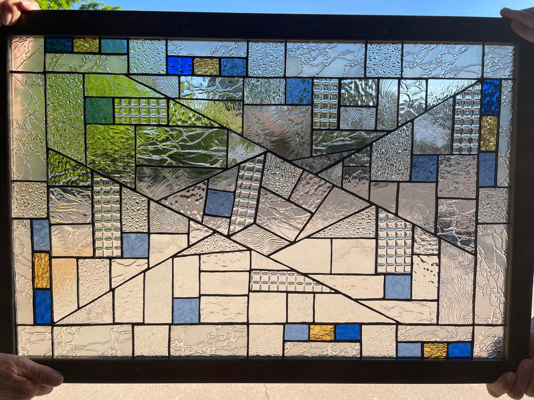 Harmony in Glass - Geometric Stained Glass Frame Window Created in ...
