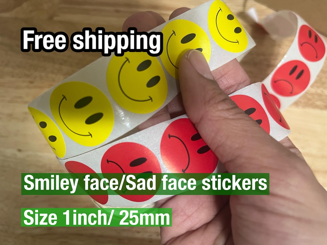 Smiley Face/sad Face Stickers for Parents/teachers 25 Mm./1 Inch Sized ...