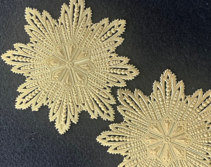 PAIR Large FILIGREE Gold Dresden Trim Paper German Paper Lace Die-cut 4 ...