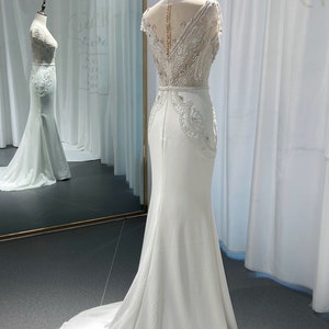 Sheath Sheer Beaded Wedding Dress - Etsy