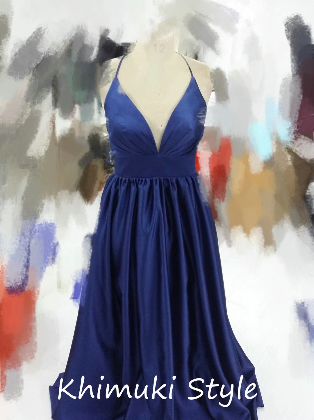 Simple Halter Neckline Navy Blue Prom Dress - Etsy
