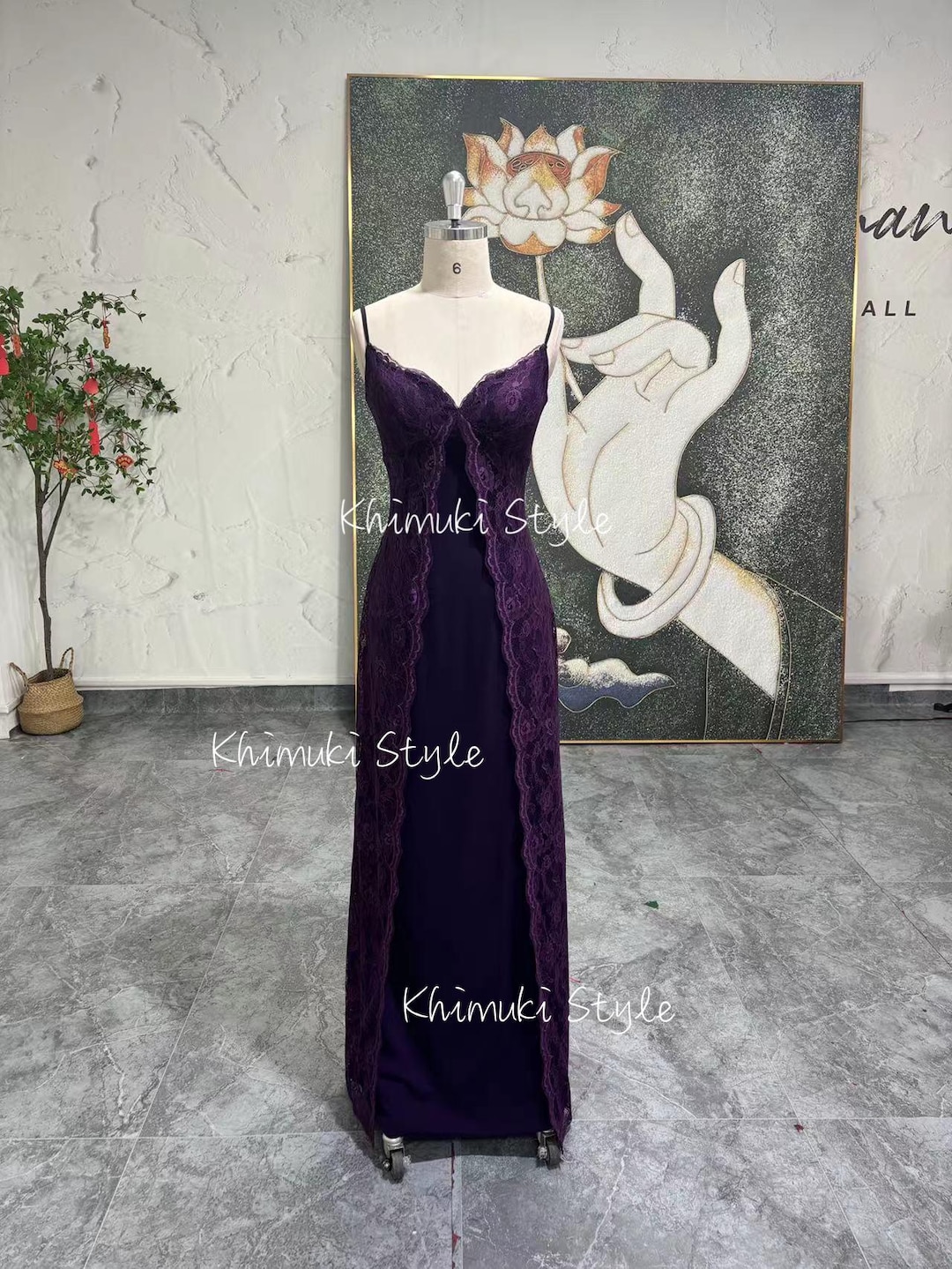 Vintage Deep Purple Prom Dress,90s Lace Party Dress - Etsy