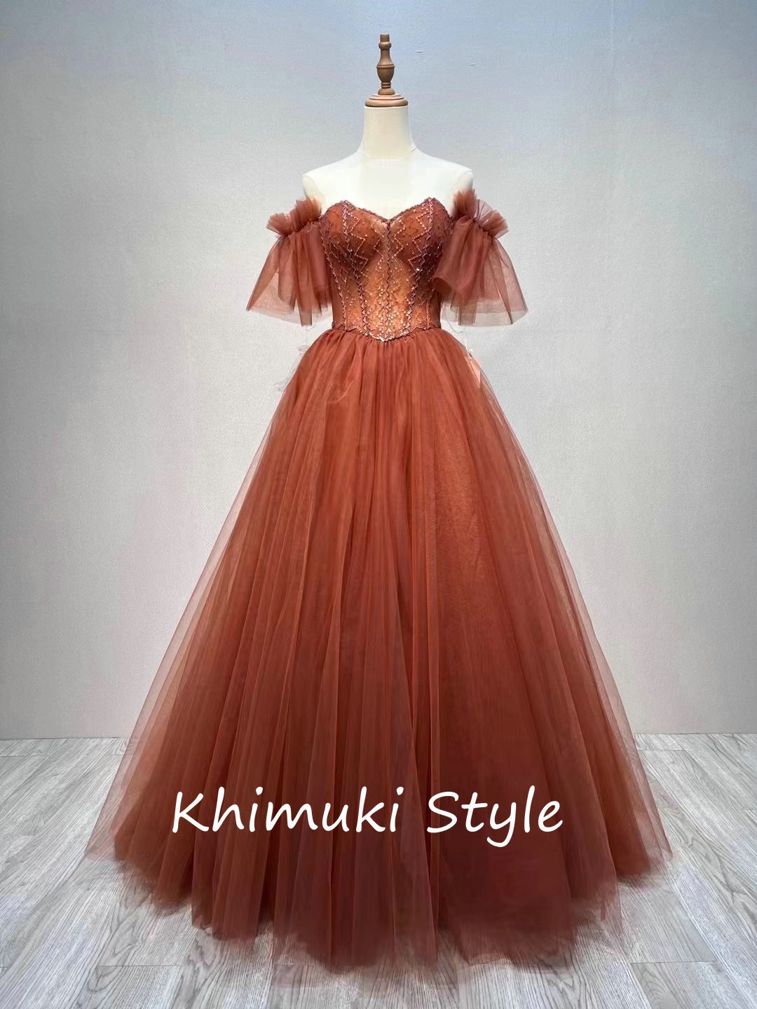 Ball Gown Coffee Brown Prom Dress With Detachable Sleeve - Etsy