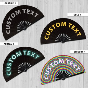 Custom Element Text Hand Fan UV Glow Gift Customize Your Own Fan Fire ...