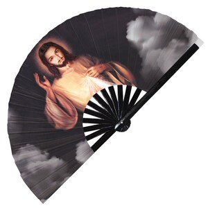 Jesus Christ Sacred Heart Fan Sacred Heart UV Glow Handheld Fan Jesus ...