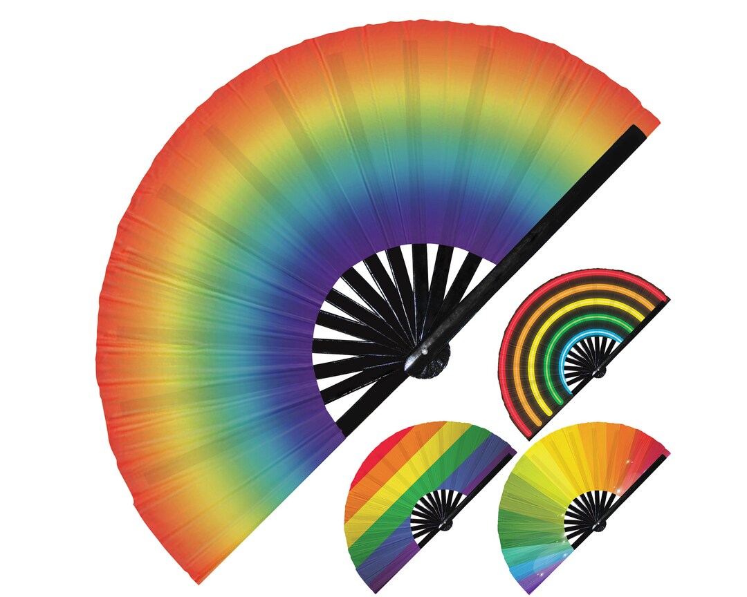 Pride Flag LGBT UV Glow Foldable Hand Fan Gay Pride Rainbow - Etsy