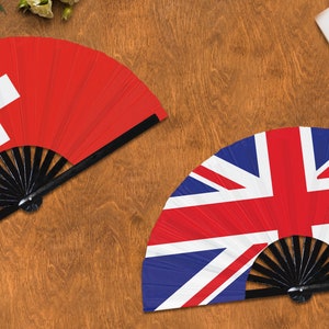 National Flags Foldable Hand Fans UK Austria France Germany Italy ...