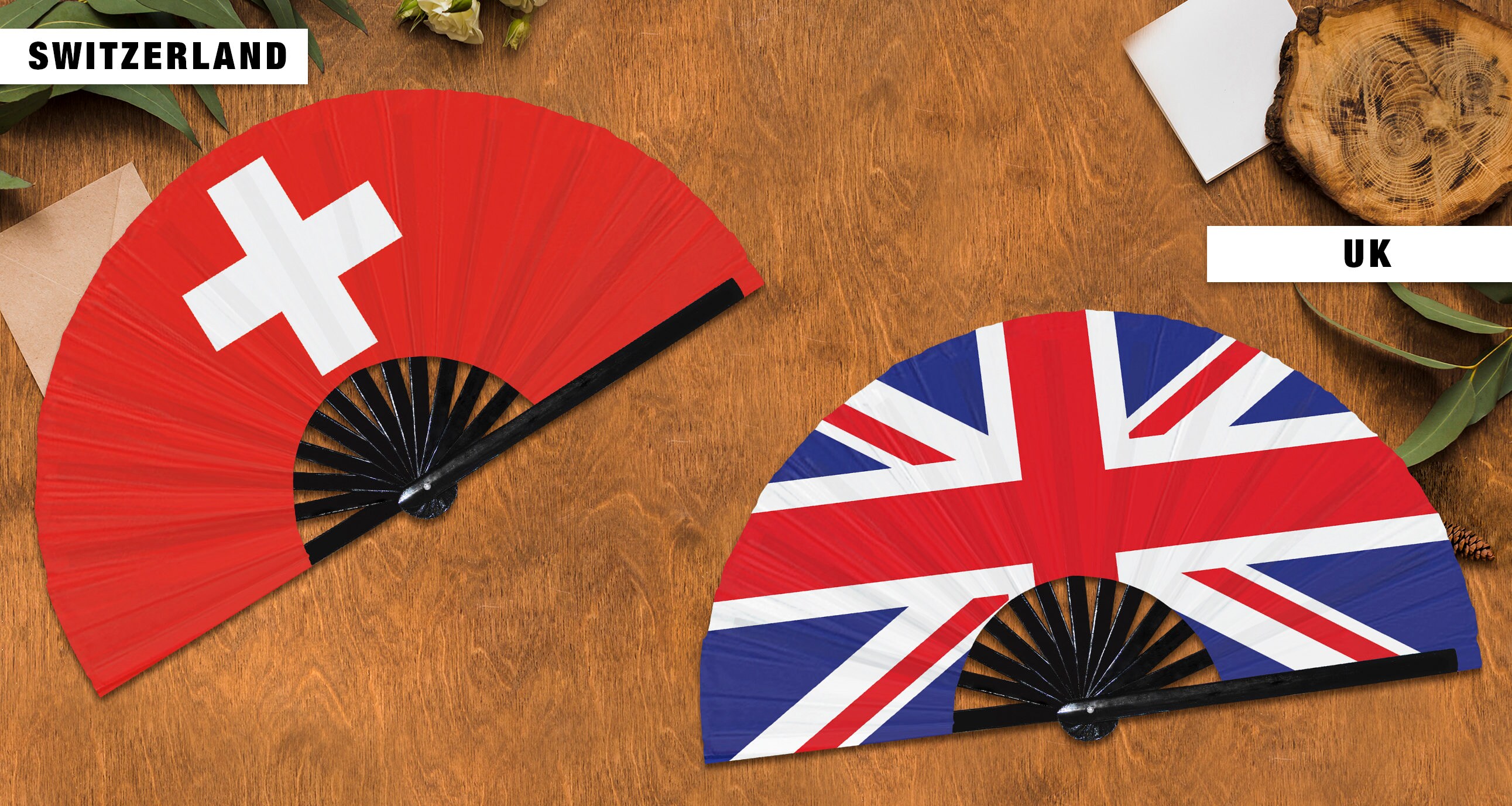 National Flags Foldable Hand Fans UK Austria France Germany - Etsy