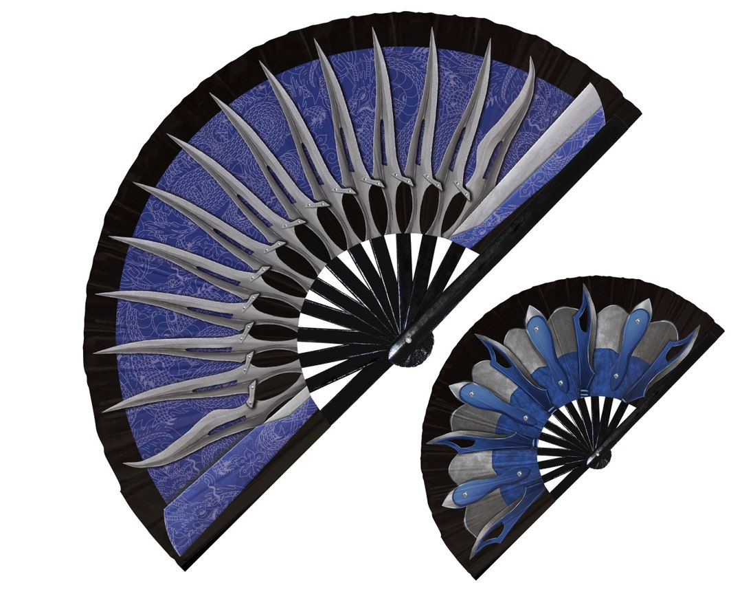 Ninja Blades Hand Fan Folding Fan UV Glow Hand Fans Cosplay Blade Hand ...