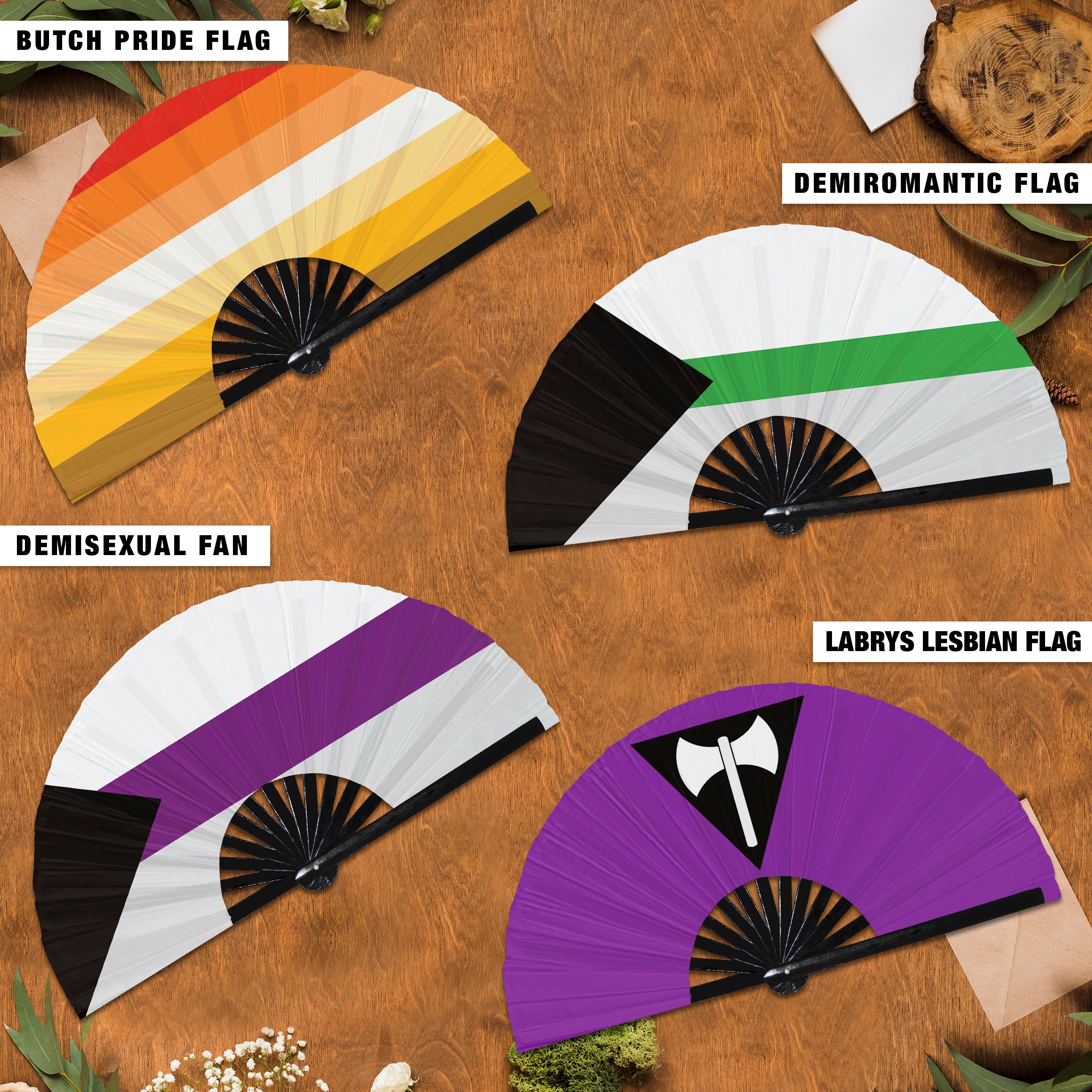 Pride Flag LGBTQA Hand Fan Demisexual Demiromantic Agender - Etsy