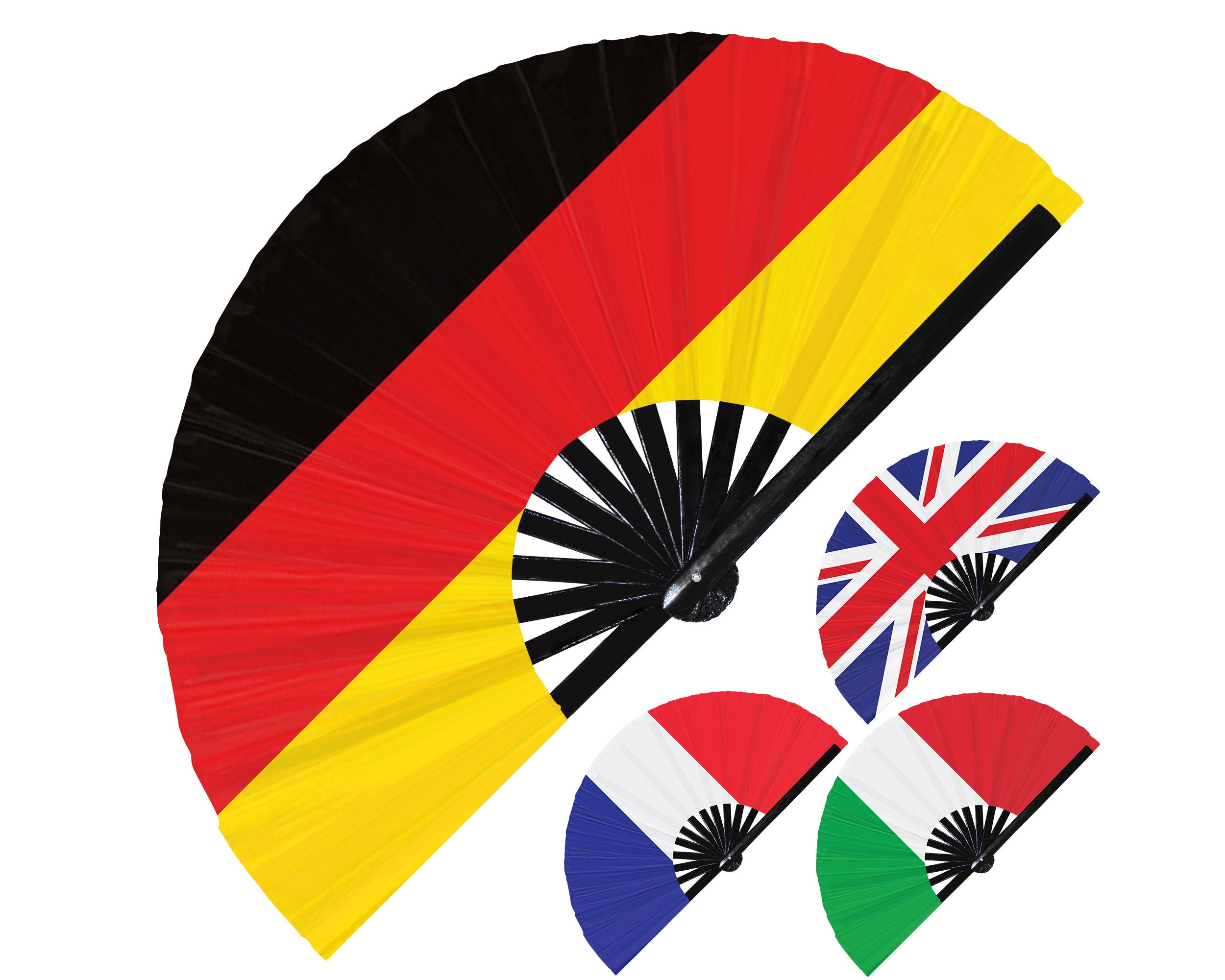 National Flags Foldable Hand Fans UK Austria France Germany - Etsy