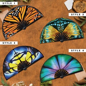 Butterfly Wing UV Glow Handheld Fan Butterfly Foldable Bamboo Hand Fan ...