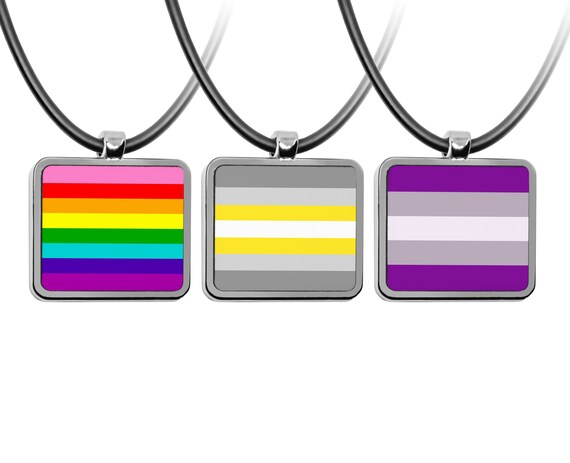 Pride Flags Pendant Necklace Square Charm Androgynous Butch - Etsy