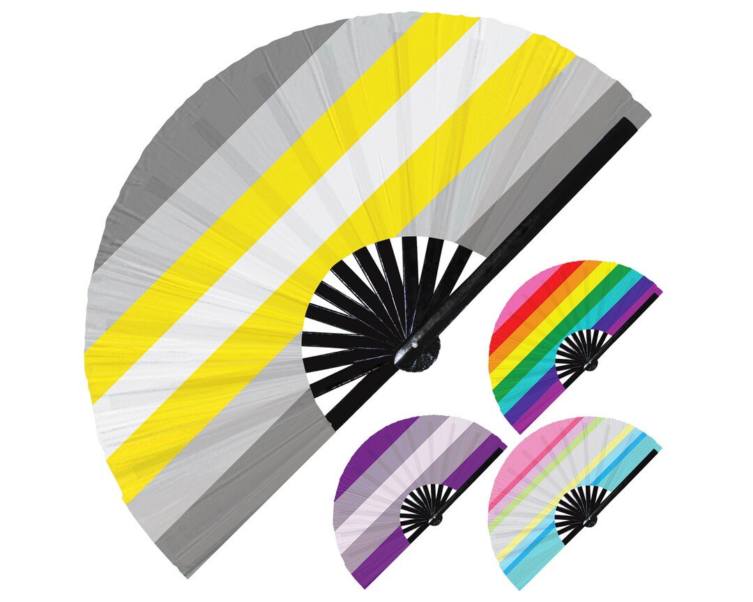 Pride Flag LGBTQA Hand Fan Androgynous Butch Lesbian Demigender Drag ...