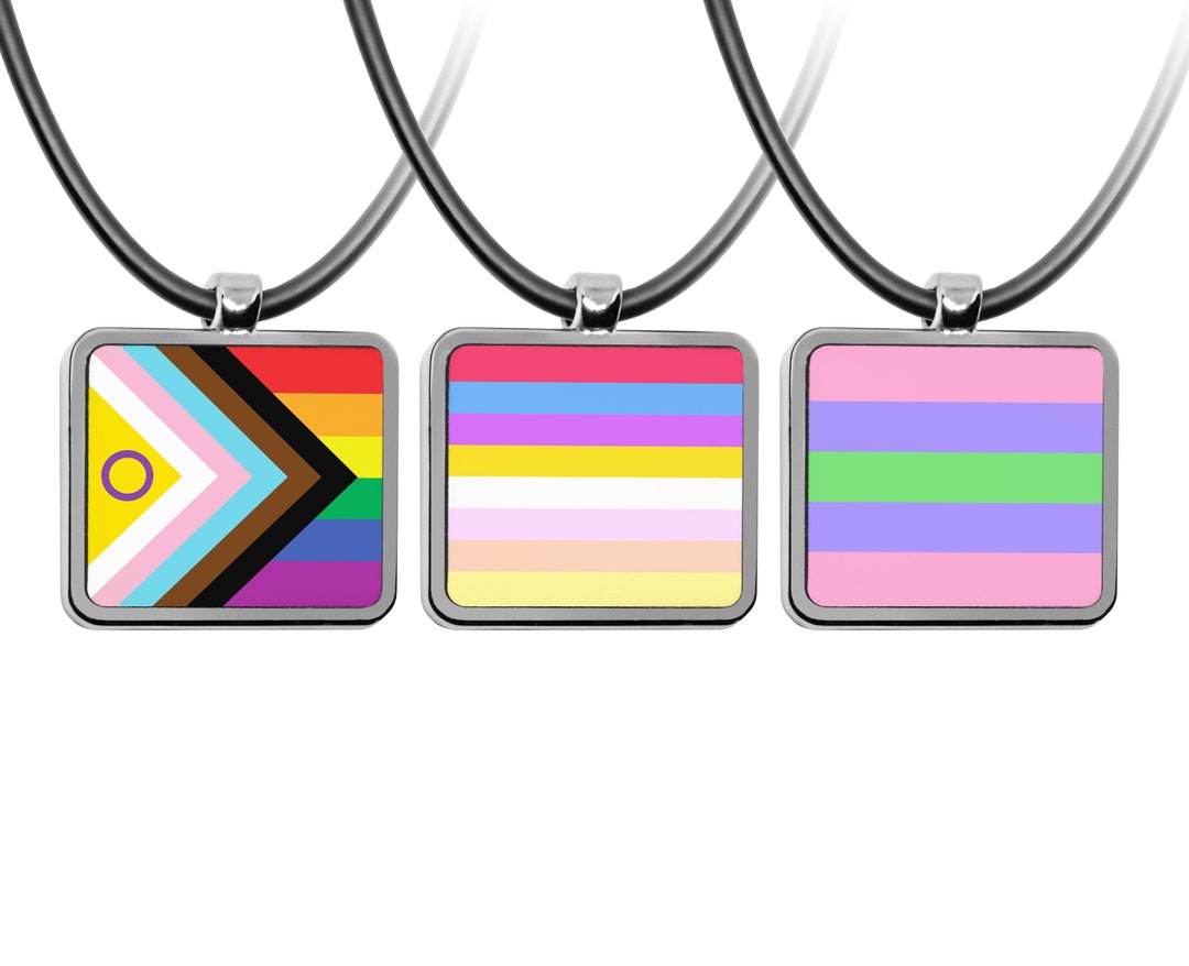 Pride Flags Pendant Necklace Square Charm Hijira Intersex Progress ...