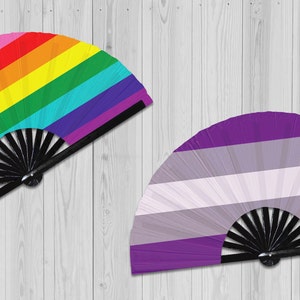 Pride Flag LGBTQA Hand Fan Androgynous Butch Lesbian Demigender Drag ...