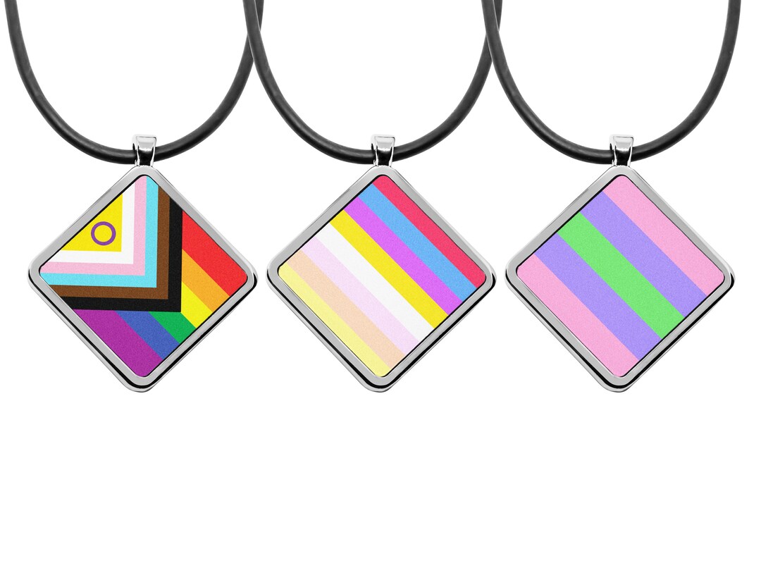 Pride Flags Pendant Necklace Diamond Shape Charm Hijira Intersex ...