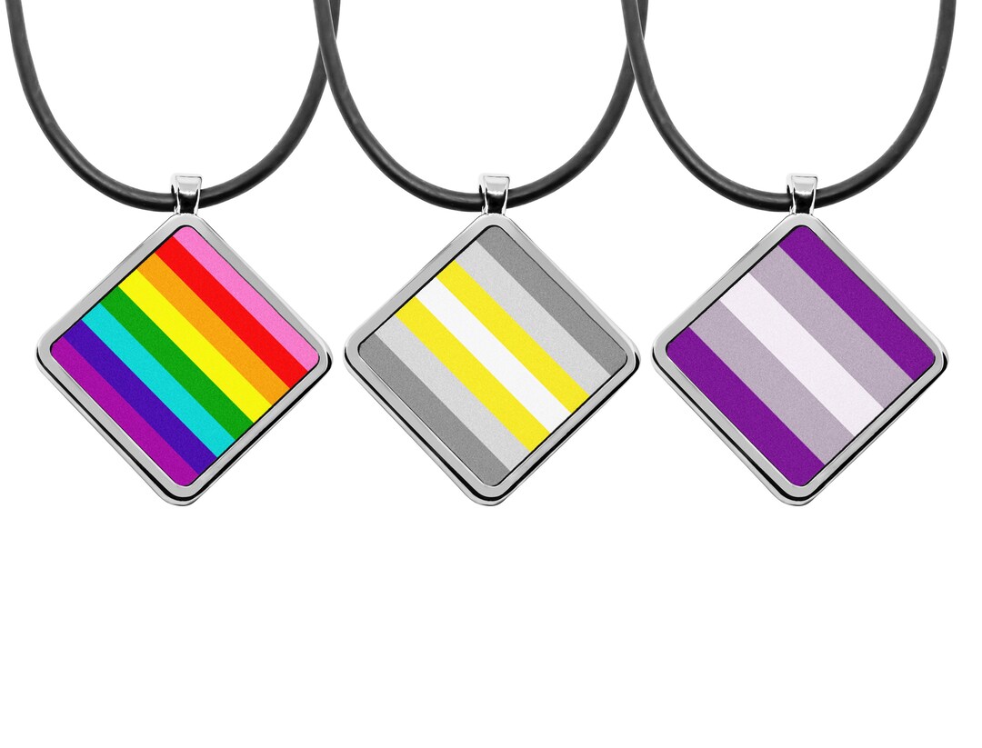 Pride Flags Pendant Necklace Diamond Shape Charm Androgynous - Etsy