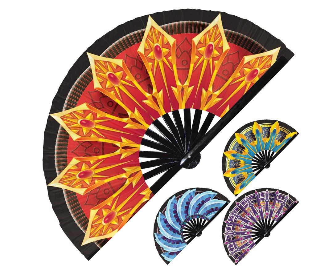 Female Ninja Hand Fan Outfit Folding Fan UV Glow Gisha Cosplay Weapon ...