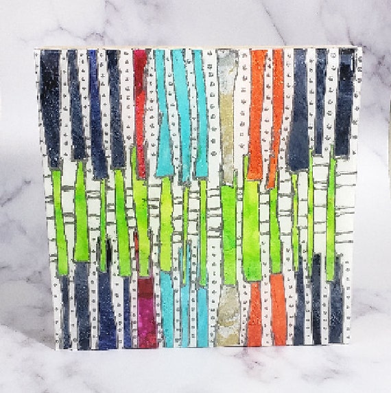 Original Art Abstract Painting Alcohol Ink Collage With | Etsy