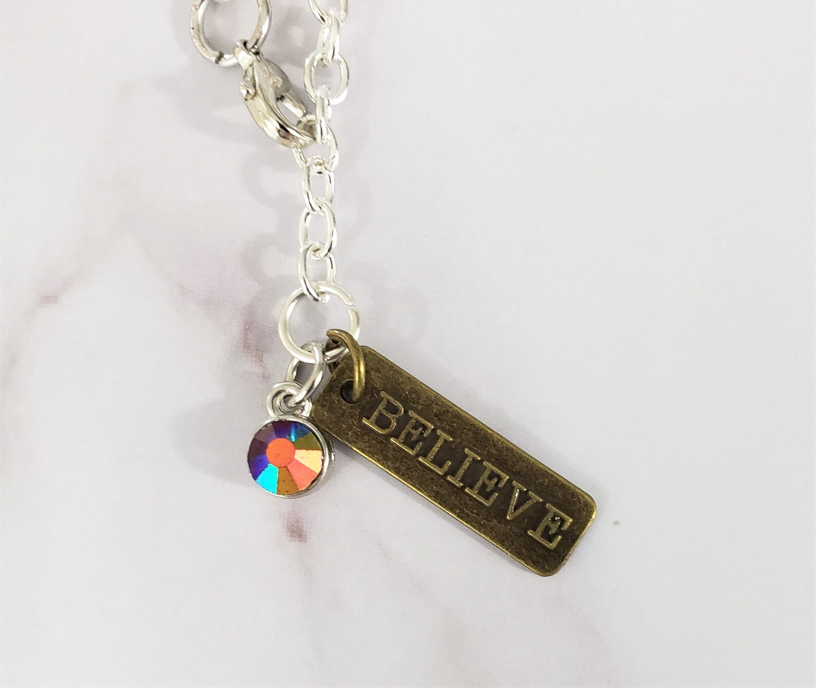 Necklace Pendant Alcohol Ink on Metal Leather/chain and Dangle Beads ...