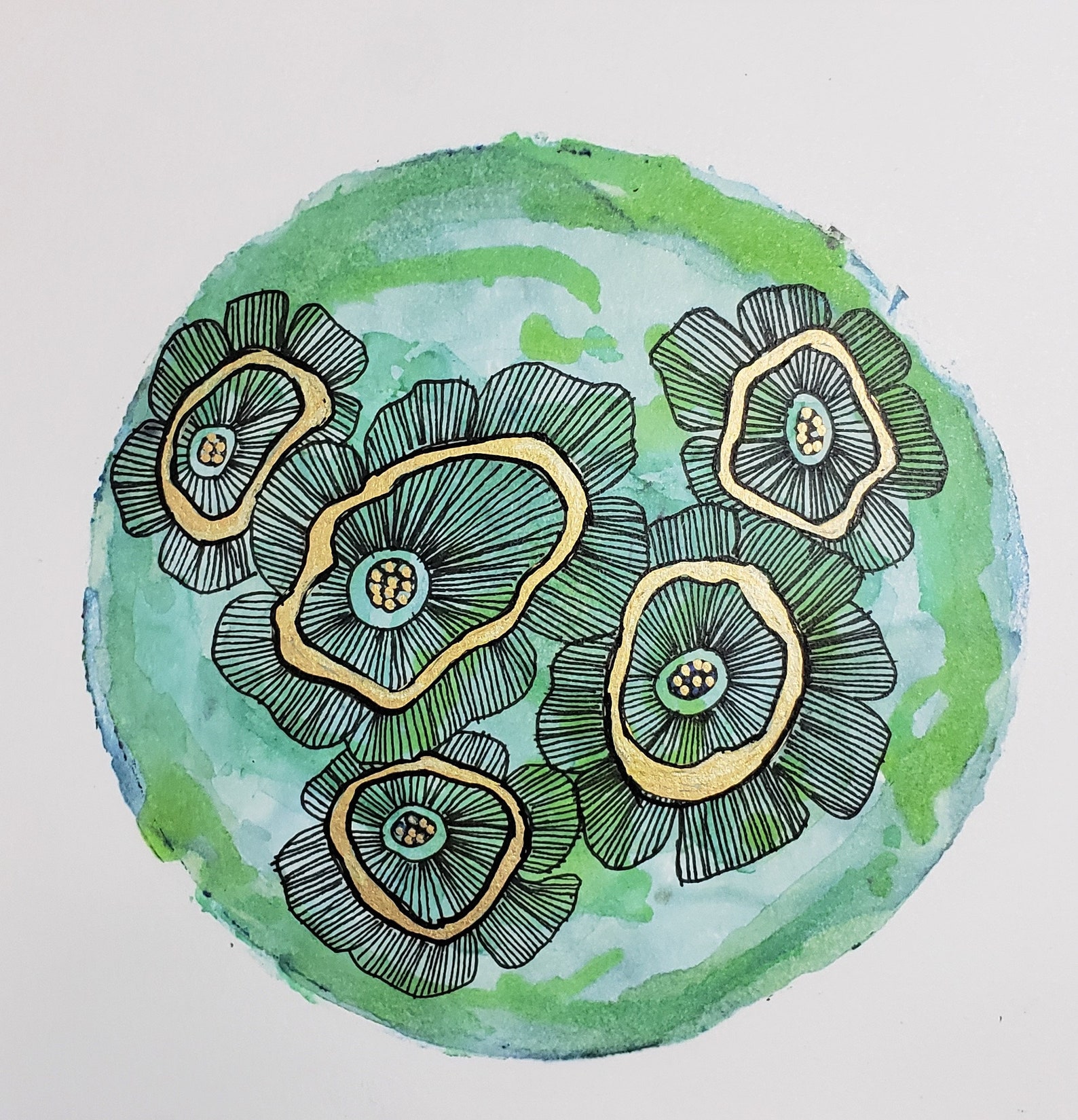 Alcohol Ink Art Monoprint Design Home Decor Original Art 11 X 14 Matted ...