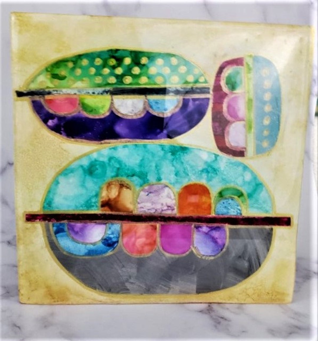 Abstract Painting | Original Art | Home Decor | Alcohol Ink Collage ...