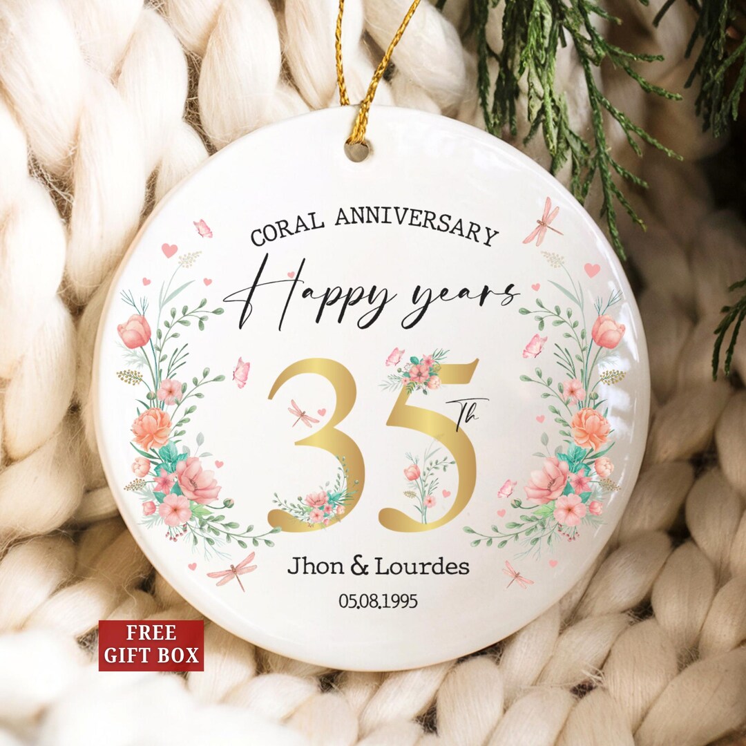 Personalized 35th Anniversary Ornament: Coral Keepsake Gift - Etsy