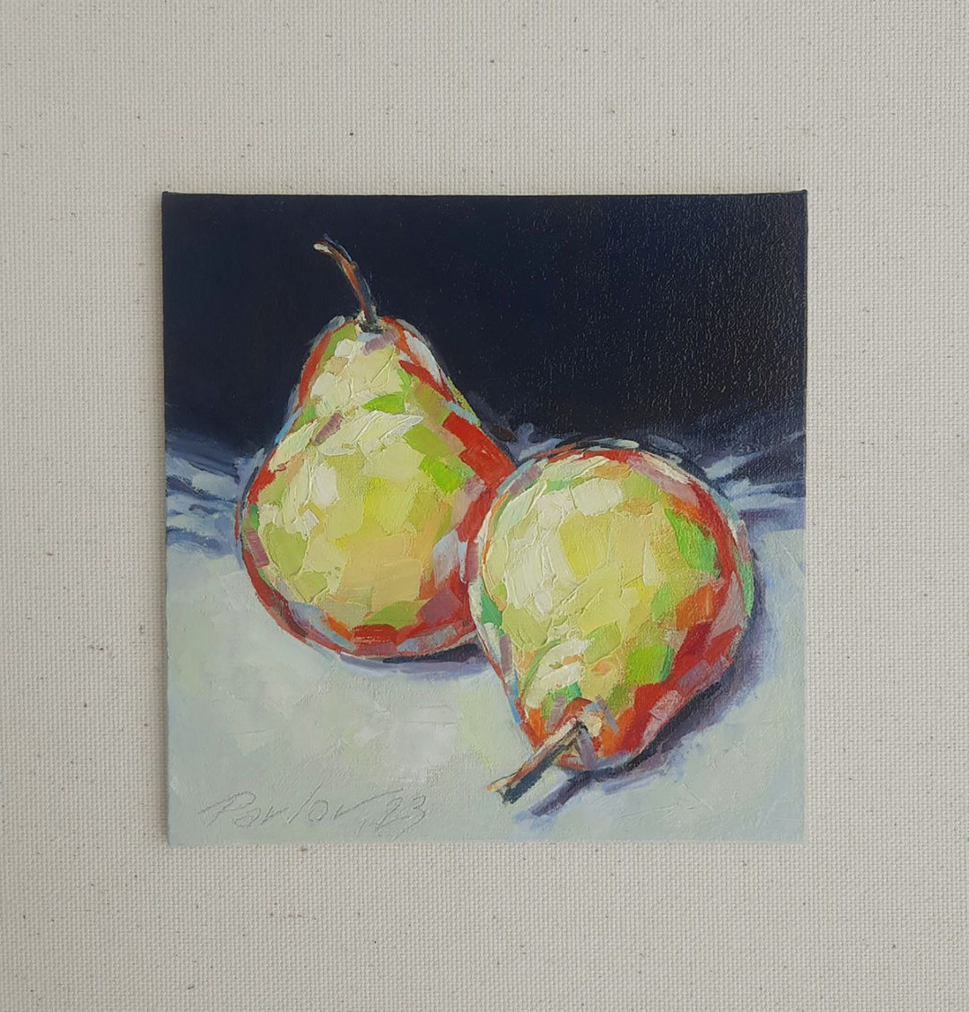 Pears Abstract Painting, Still Life Frash Pear, Original Oil Painting ...