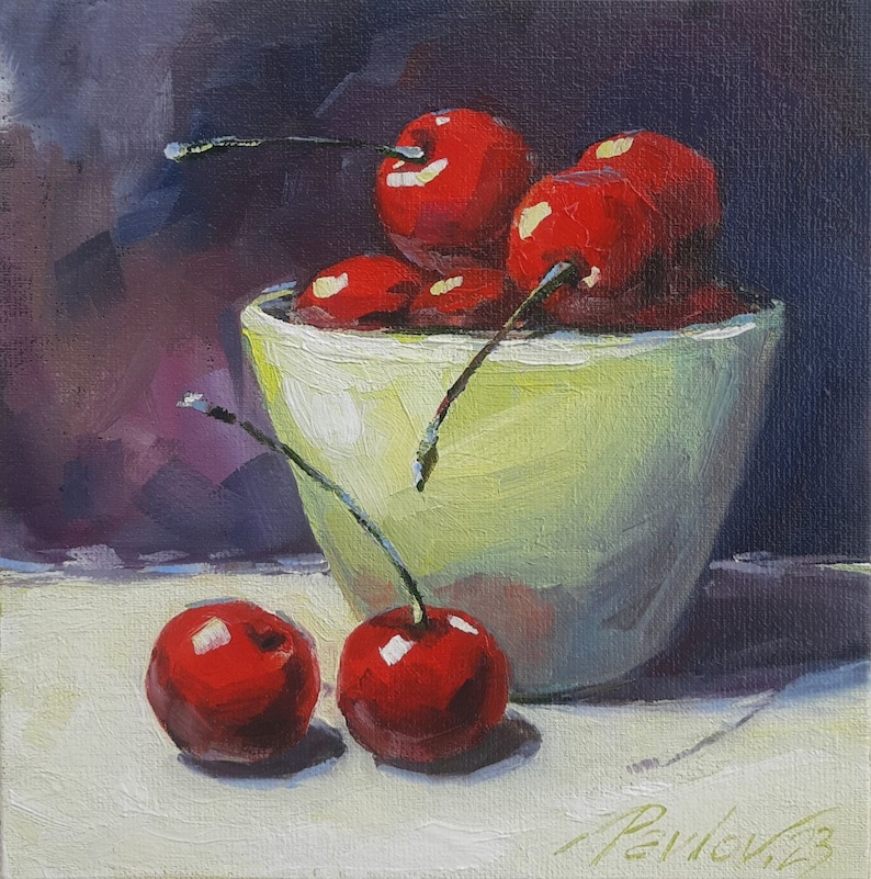 Cherry Painting, Fresh Cherry, Still Life Cherry, Original Oil Painting ...