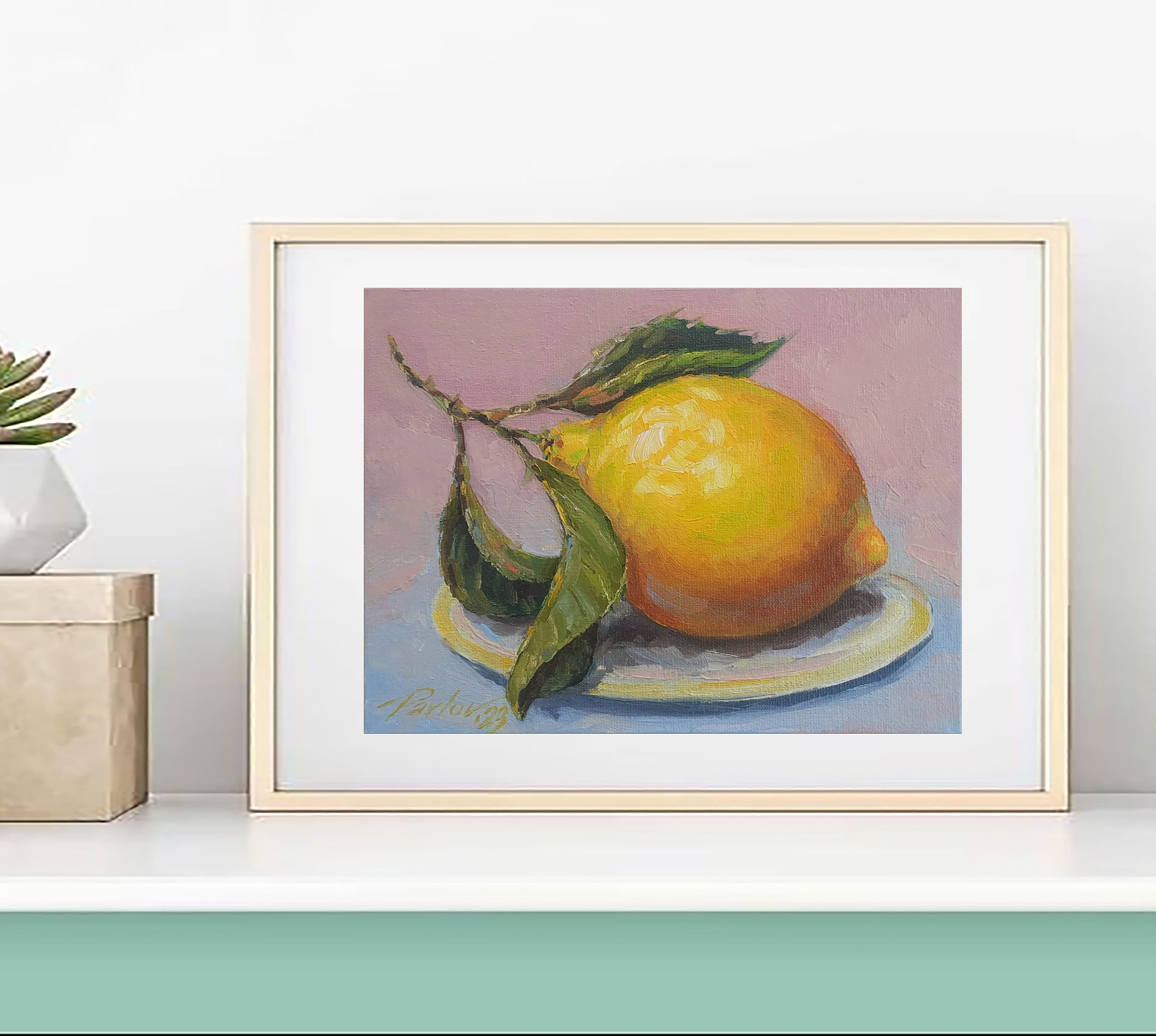 Still Life Lemon Oil Painting Lemon Branch Lemon Fruit - Etsy