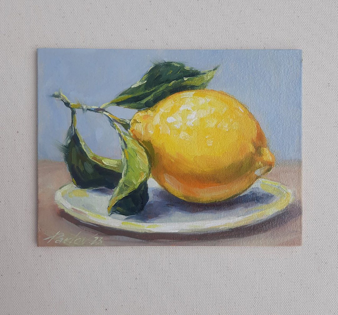 Still Life Lemon Oil Painting Lemon Branch Lemon Fruit - Etsy