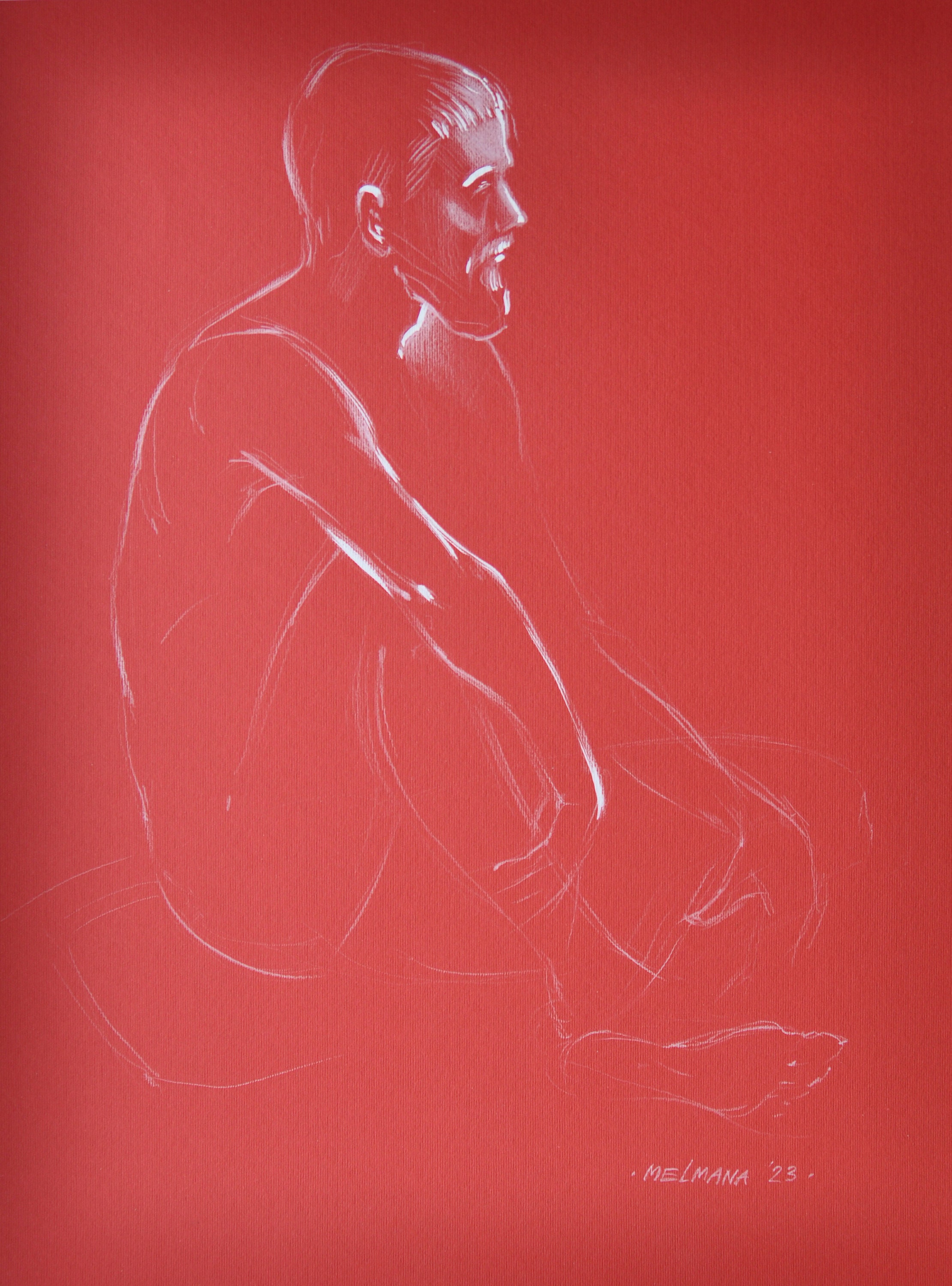 Nude Male Drawing Red Male Torso Nude And Colorful Live Drawing Minimalist Art Figure Drawing