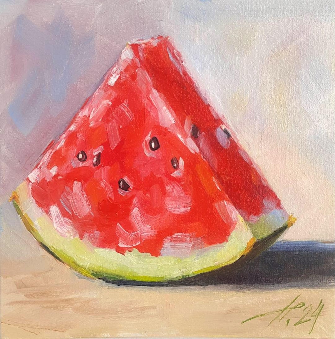 Watermelon Painting, Still Life Watermelon, Original Painting, Kitchen ...