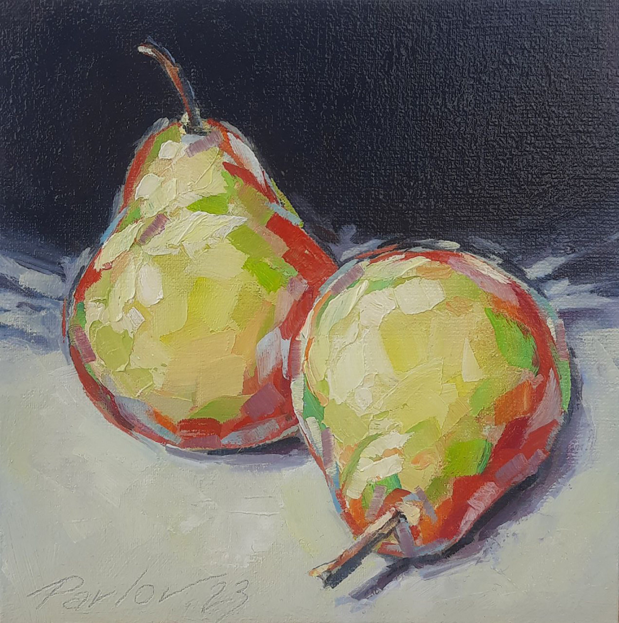Pears Abstract Painting, Still Life Frash Pear, Original Oil Painting ...