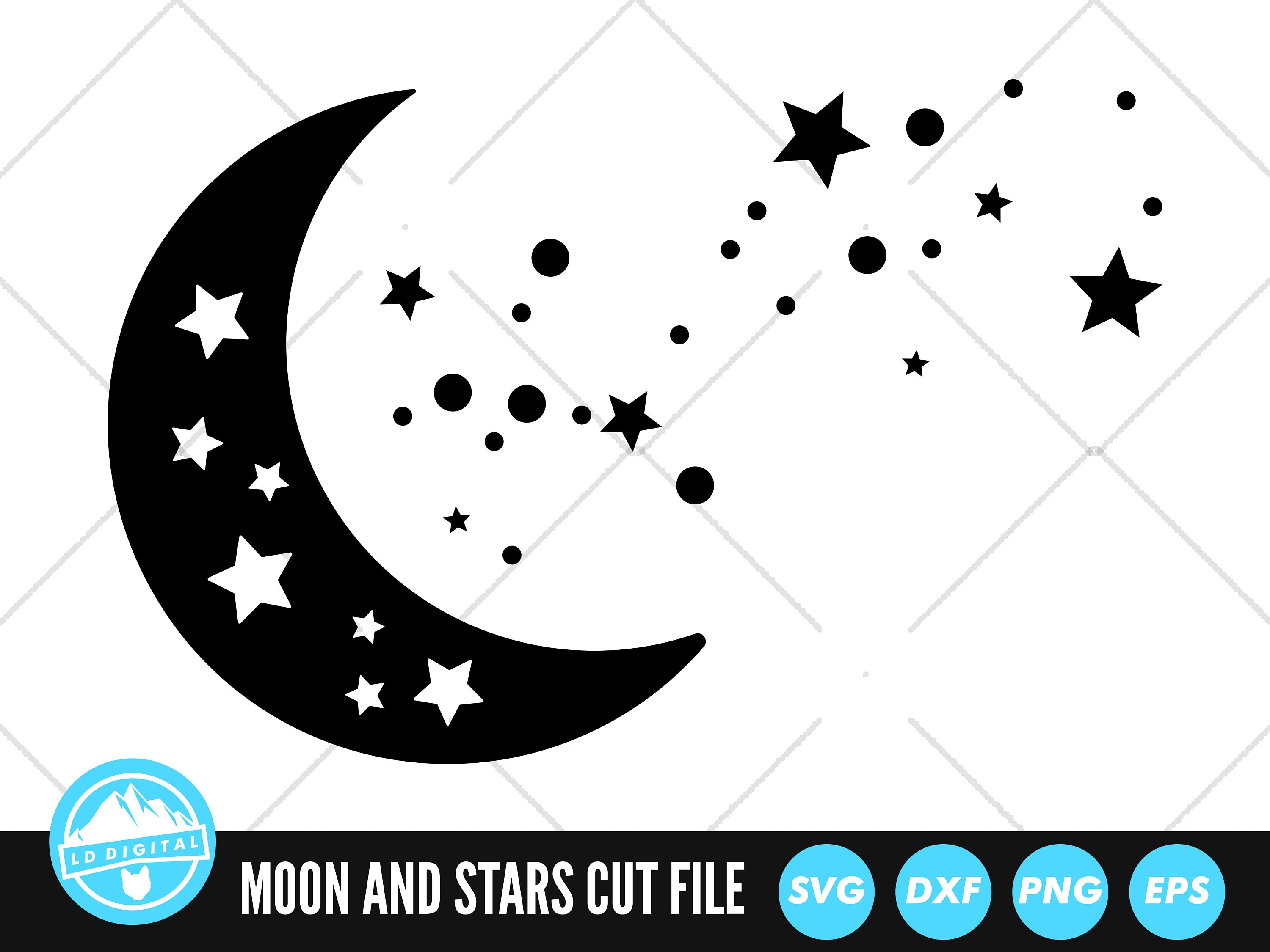 Moon and Stars SVG Files Moon Cut Files Moon and Stars - Etsy Singapore