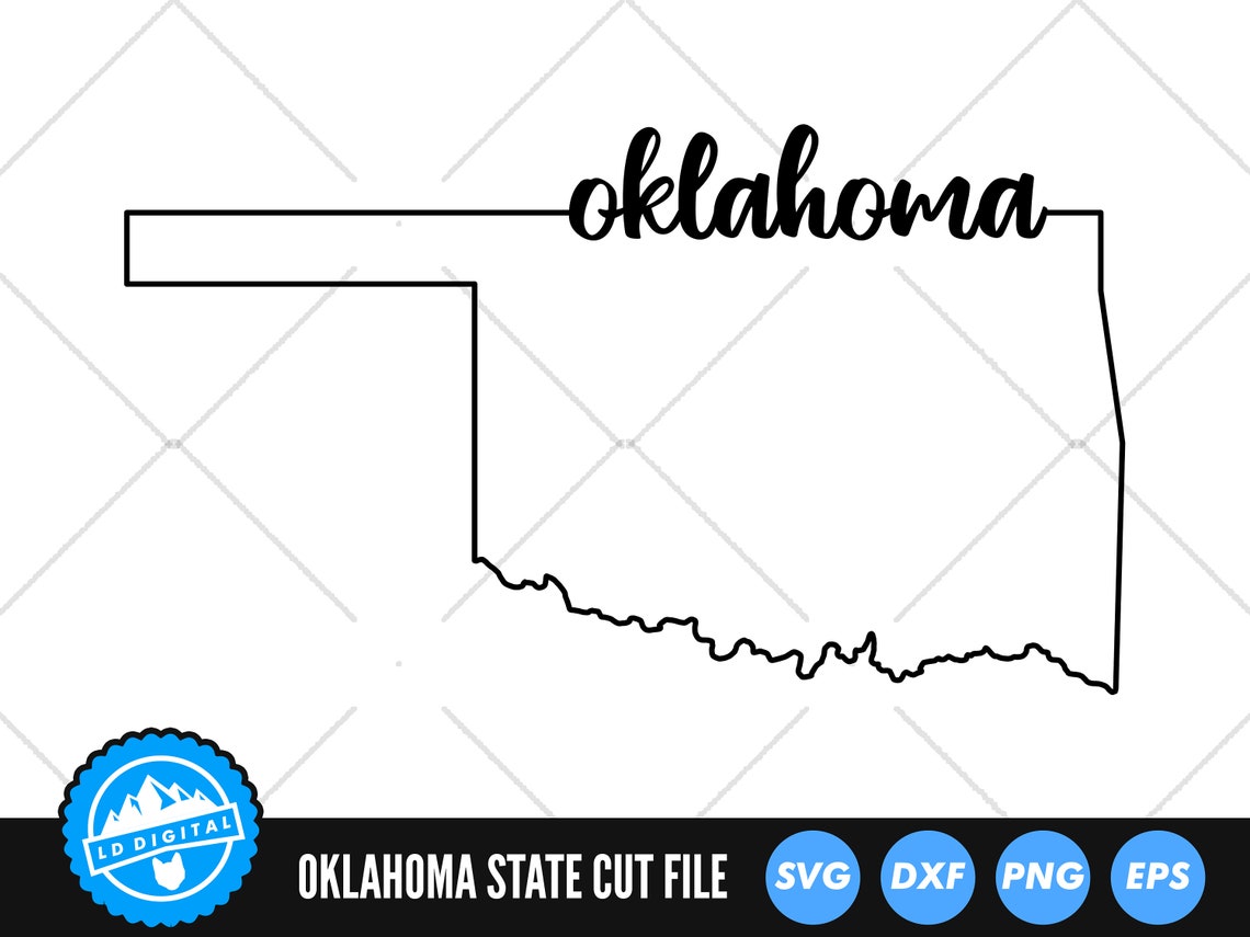 Oklahoma Outline With Text SVG Files | Oklahoma Cut Files | United ...